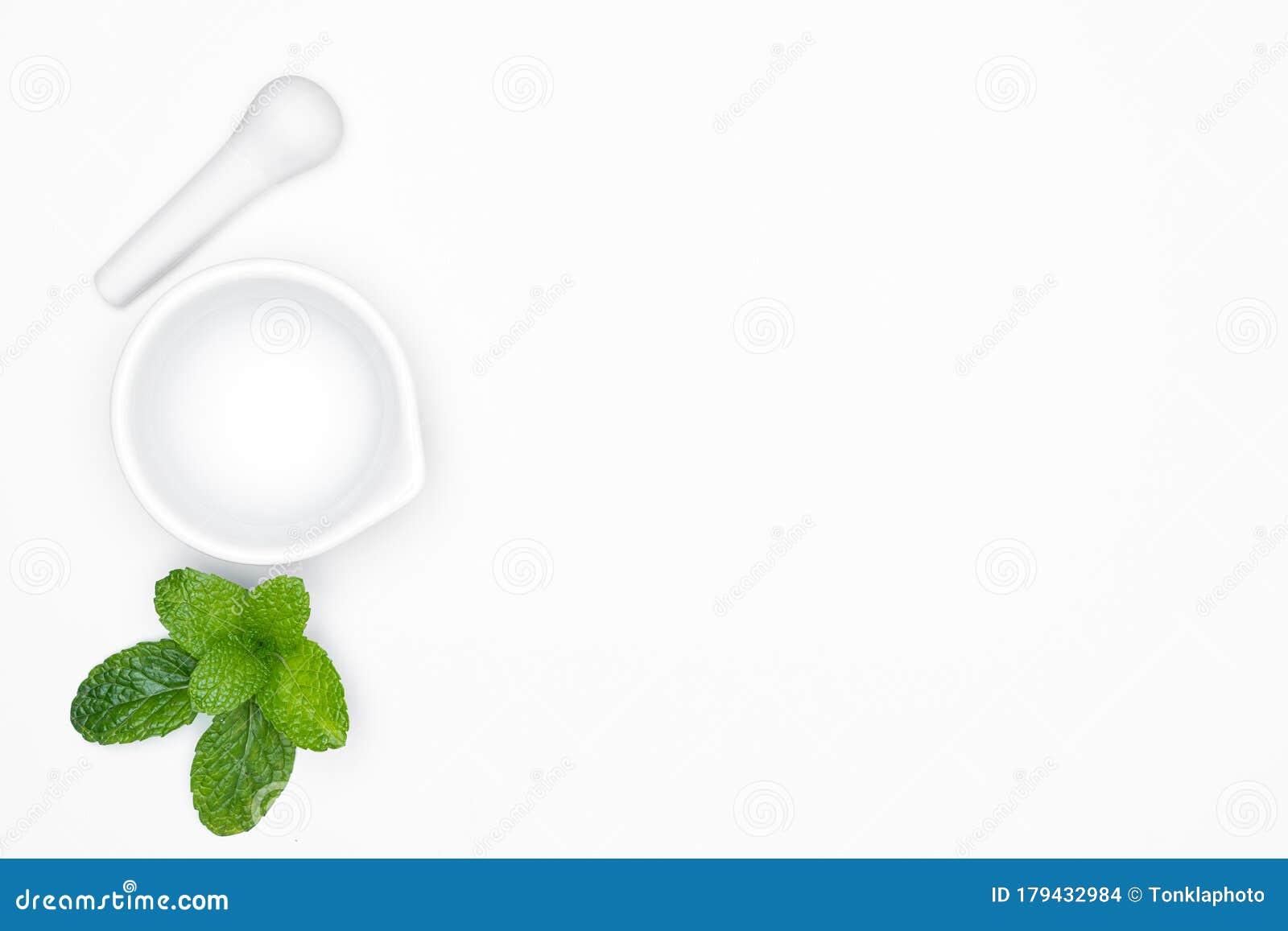 Mortar Grinder Drugs with Fresh Herbs - Mints Isolated on White ...