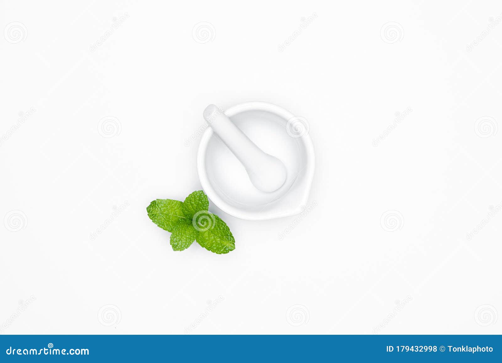 Mortar Grinder Drugs with Fresh Herbs - Mints Isolated on White ...