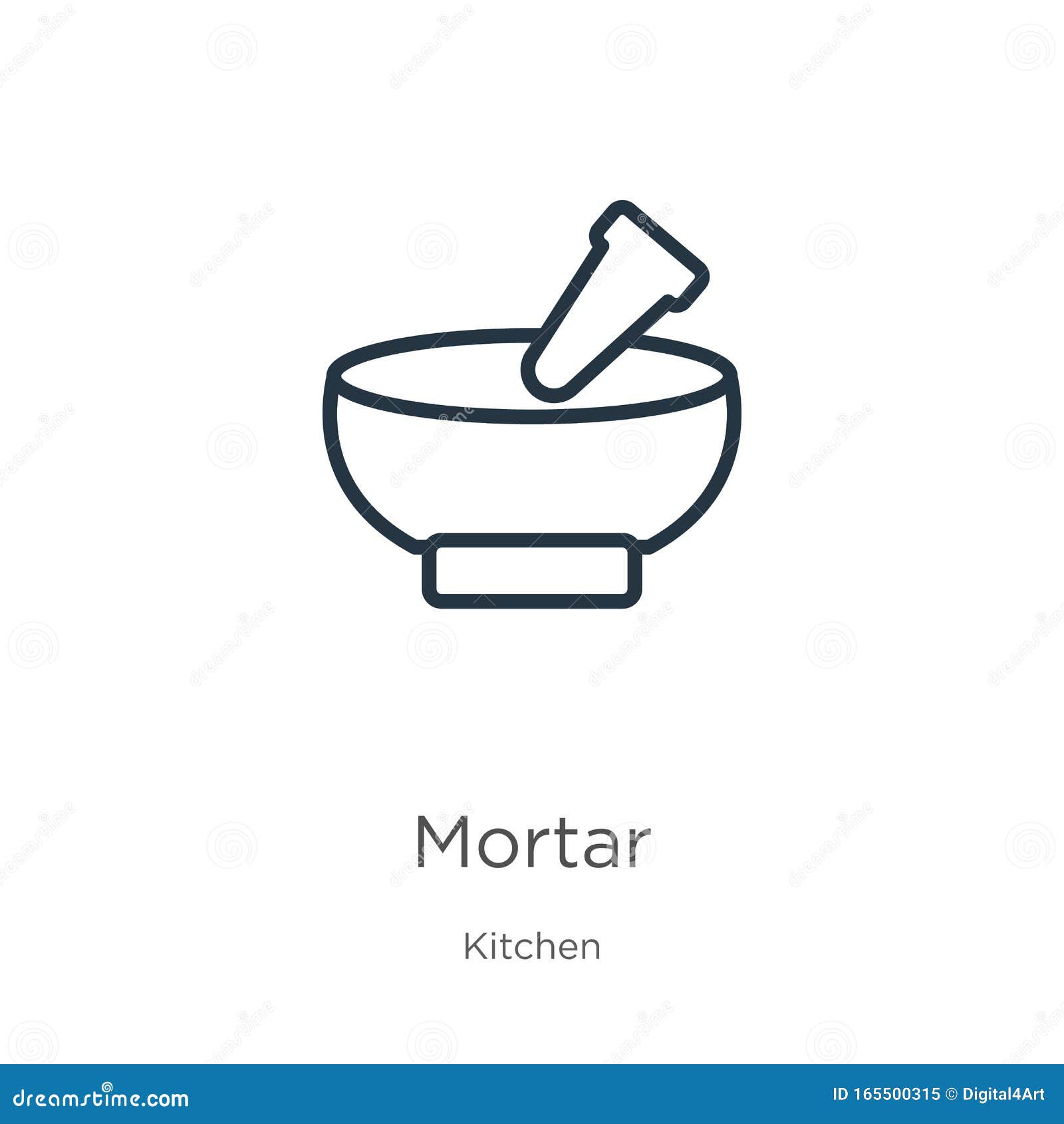 Mortar Icon. Thin Linear Mortar Outline Icon Isolated on White ...