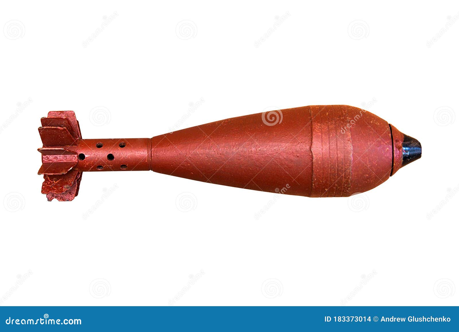 A Mortar of 50 Mm. Red Shell of the Second World War. on White ...