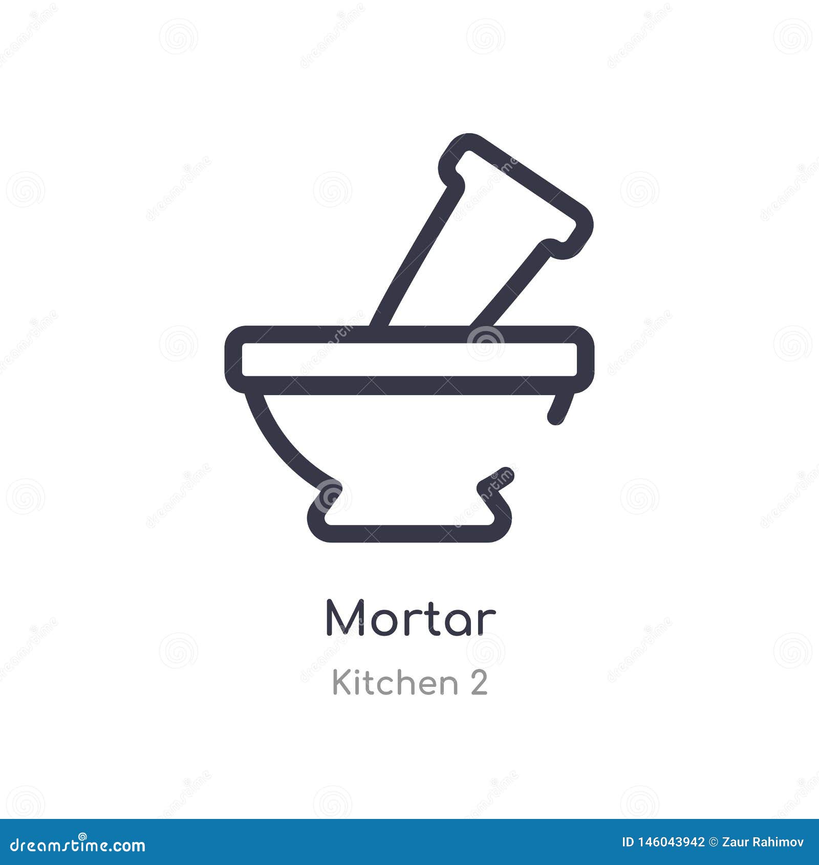 Mortar Outline Icon. Isolated Line Vector Illustration from Kitchen 2 ...