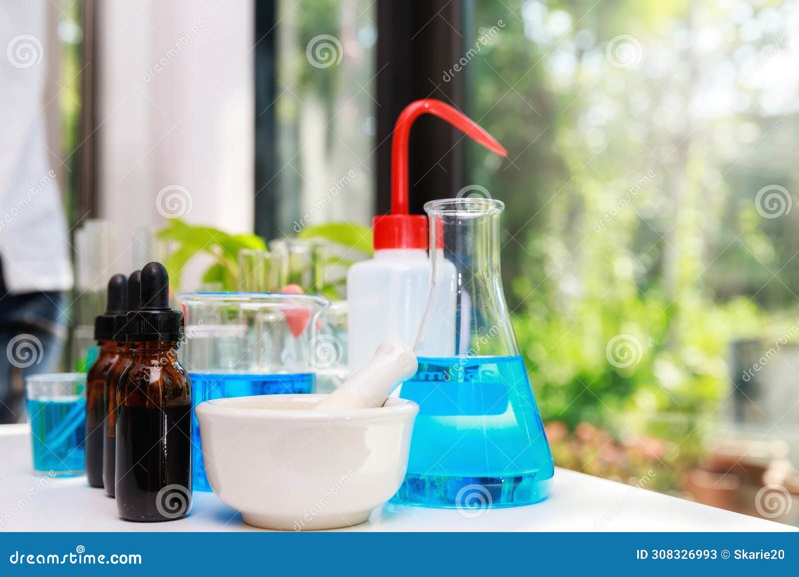 Beaker Or Flask With Yellow Liquid On White Background Stock Photo ...