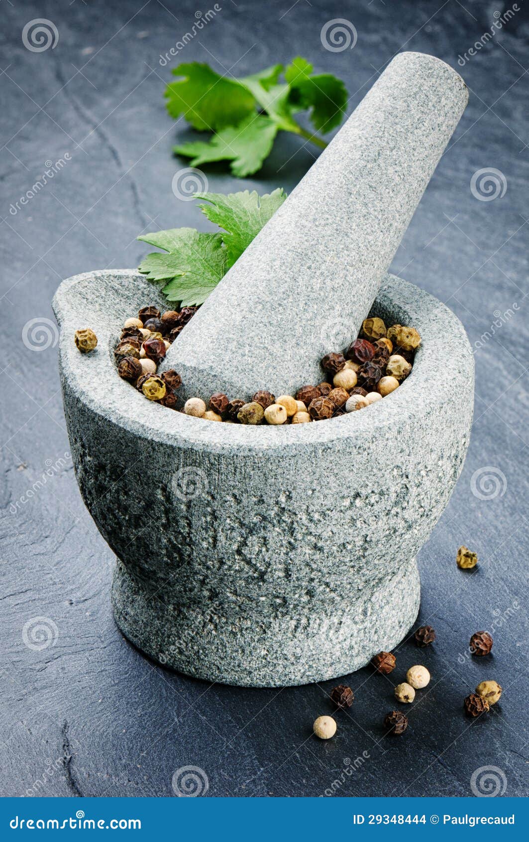 Mortar and Pestle with Pepper Mix Stock Photo - Image of dark, health ...