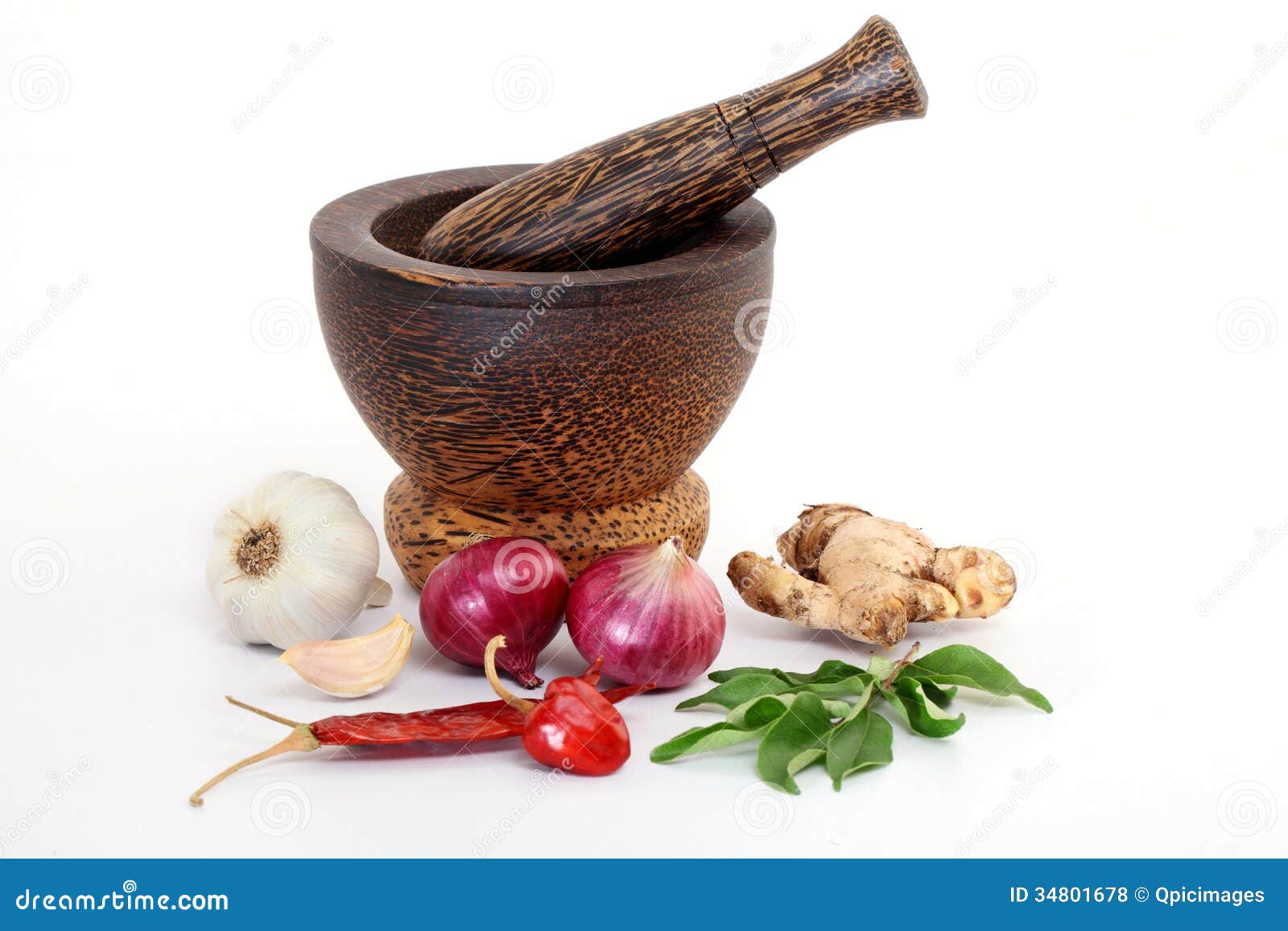 Mortar And Pestle With Spices Stock Photo - Image of leaf, gourmet ...