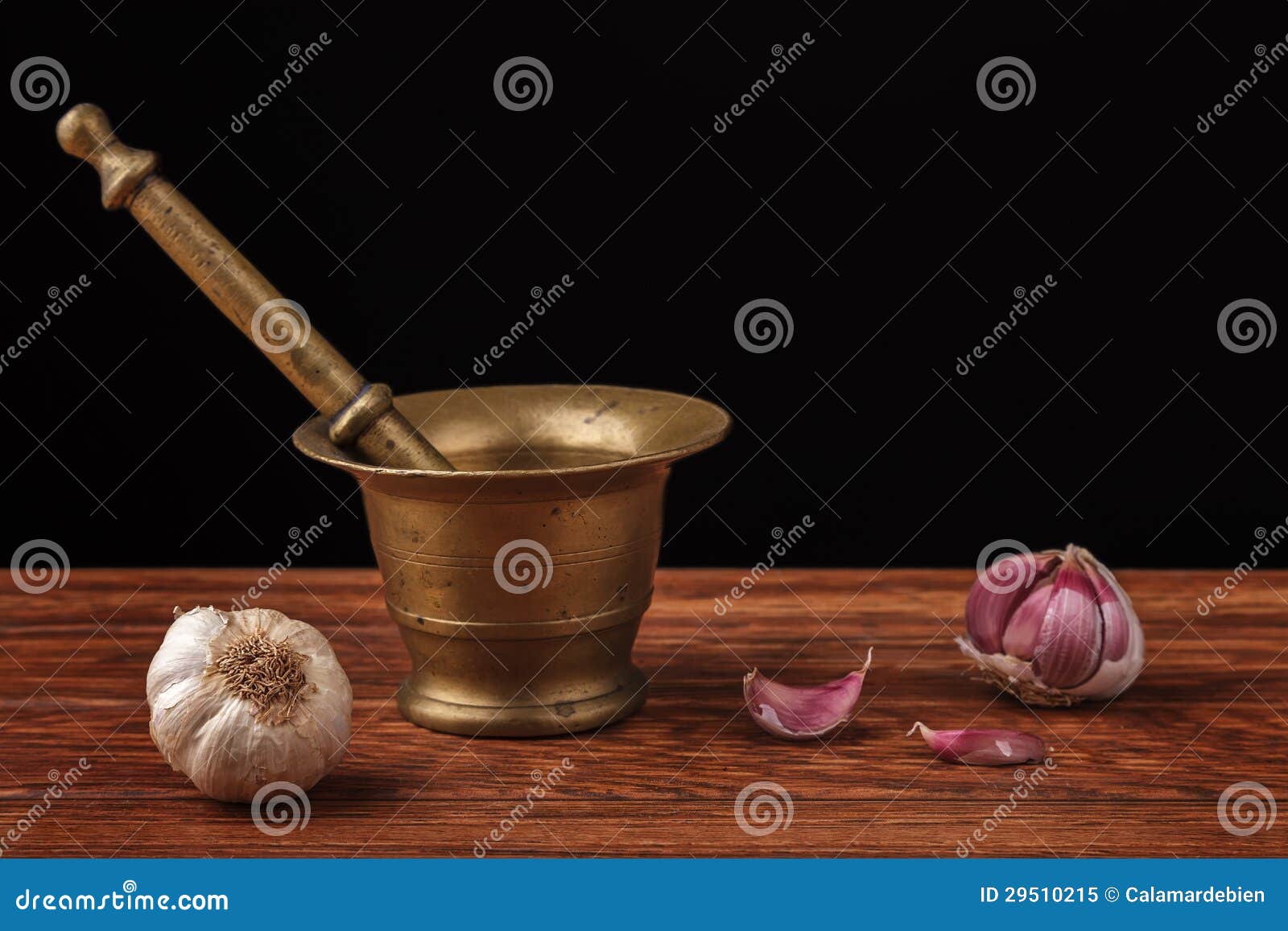 Mortar and Raw Garlic Still Life Stock Image - Image of rustic ...