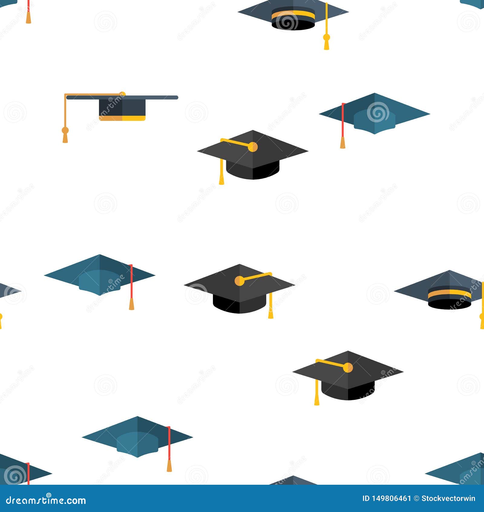 Mortarboard, Academic Cap Vector Seamless Pattern Stock Vector ... Mortarboard, Academic Cap Vector Seamless Pattern Stock Vector ...