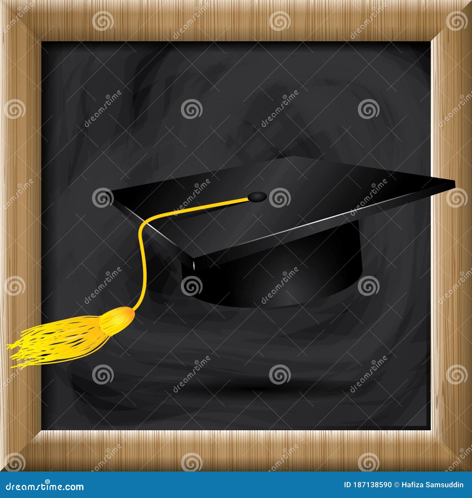 Mortarboard On Blackboard Vector Illustration Decorative Design Stock