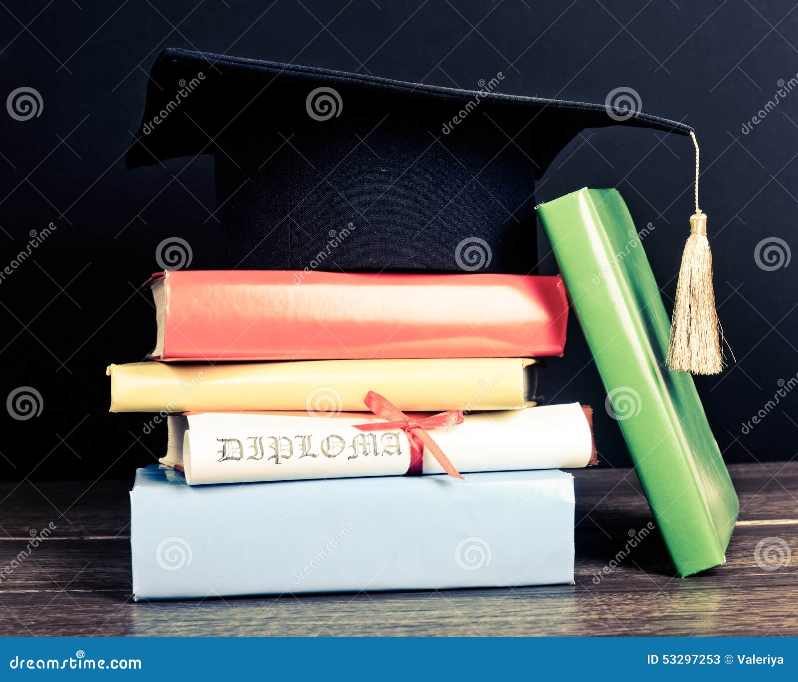 A Mortarboard and Graduation Scroll Stock Image - Image of graduation ...