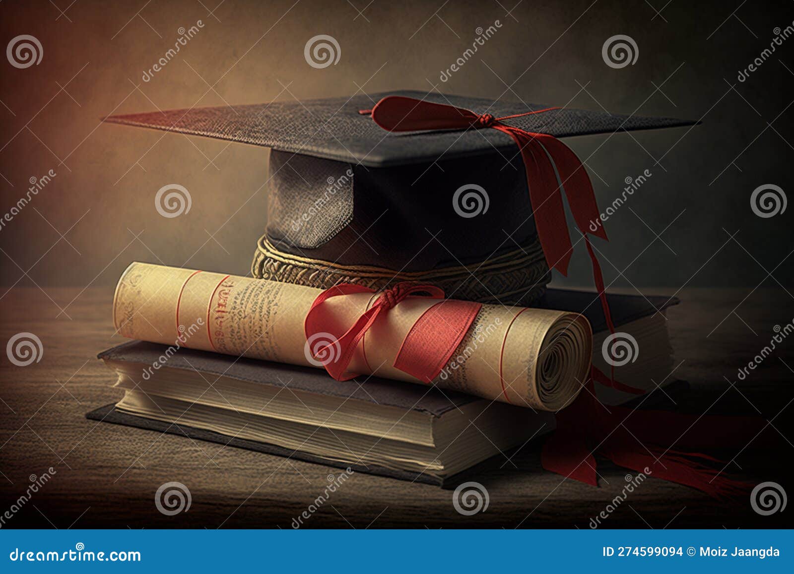 Graduation Cap And Scroll With Magnifying Glass Royalty-Free Stock ...