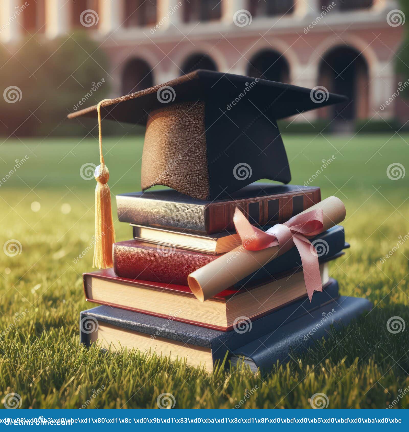 A Mortarboard and Graduation Scroll on Top of the Books on University ...