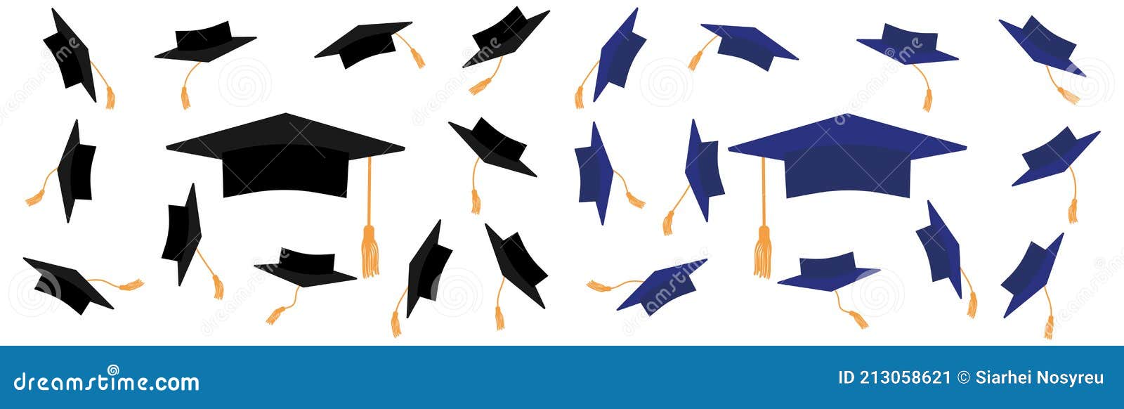 Mortarboard Icons, Graduate Cap in Black and Blue Color with Gold ... Mortarboard Icons, Graduate Cap in Black and Blue Color with Gold ...