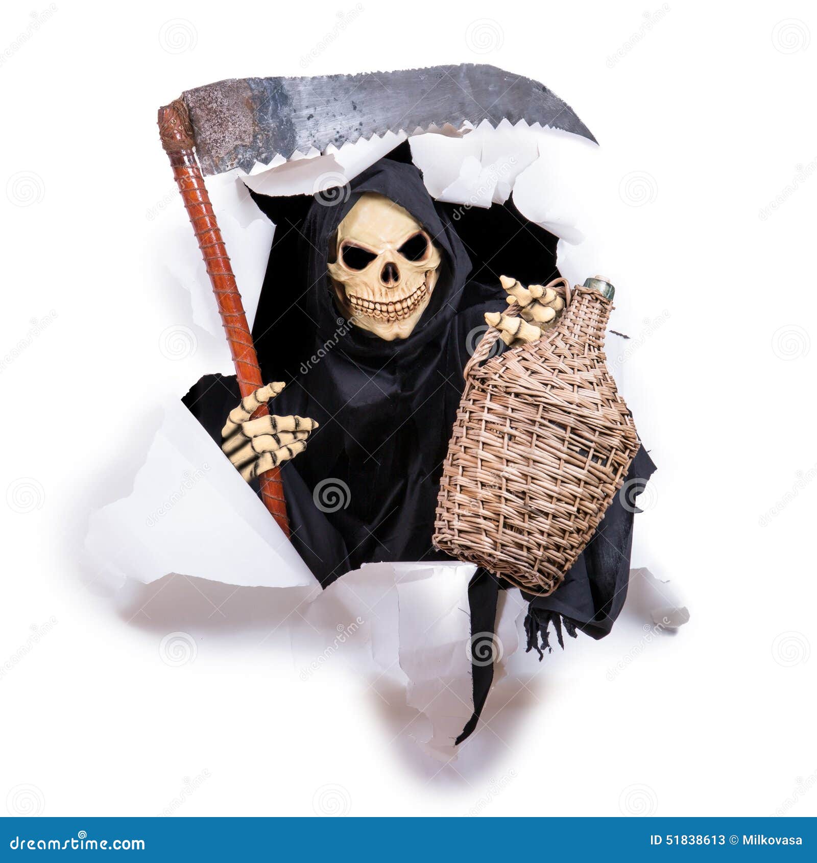 Morte Con Una Falce E Le Damigiane Immagine Stock - Immagine di bevanda ...