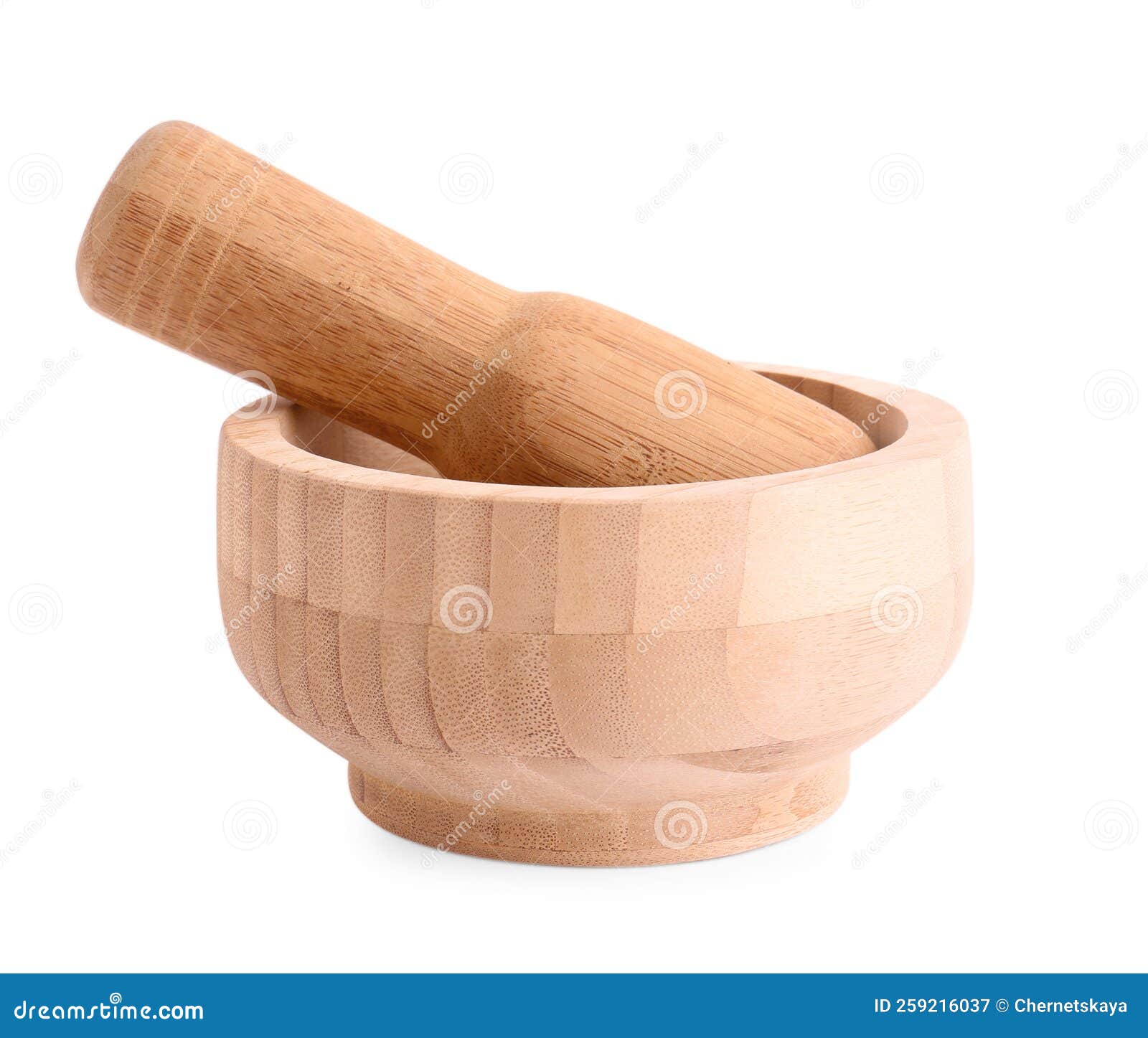 Mortero De Madera Y Almirez Sobre Fondo Blanco Imagen de archivo ...