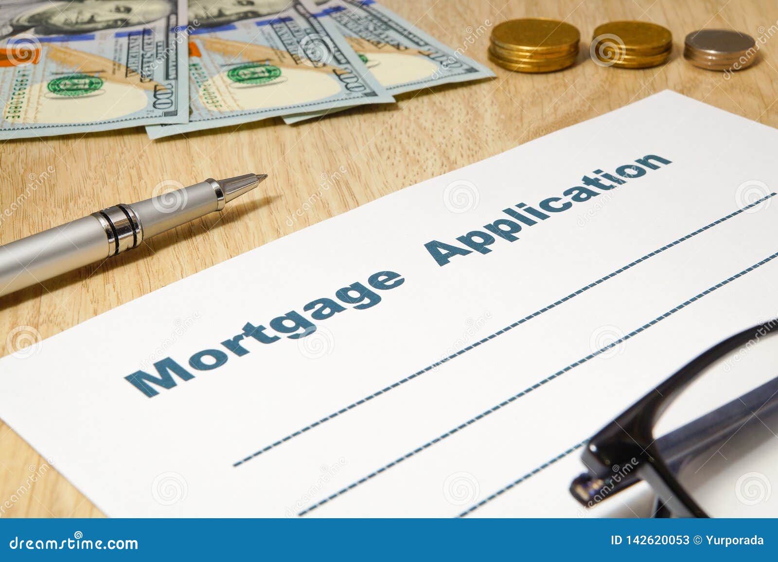 Mortgage Application with a Pen and Money Stock Image - Image of ...
