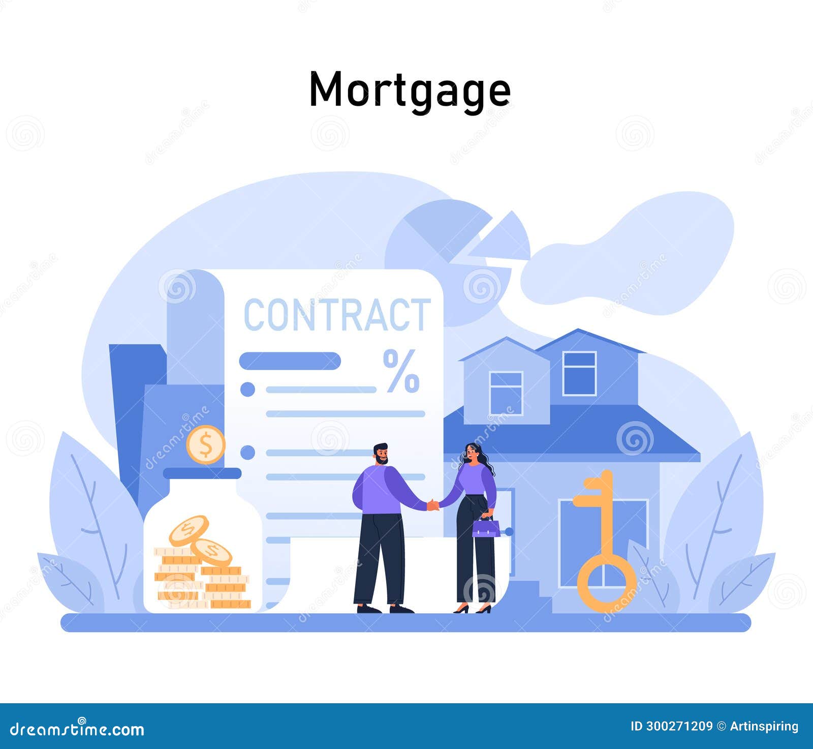 Mortgage Concept. Flat Vector Illustration. Stock Vector - Illustration ...