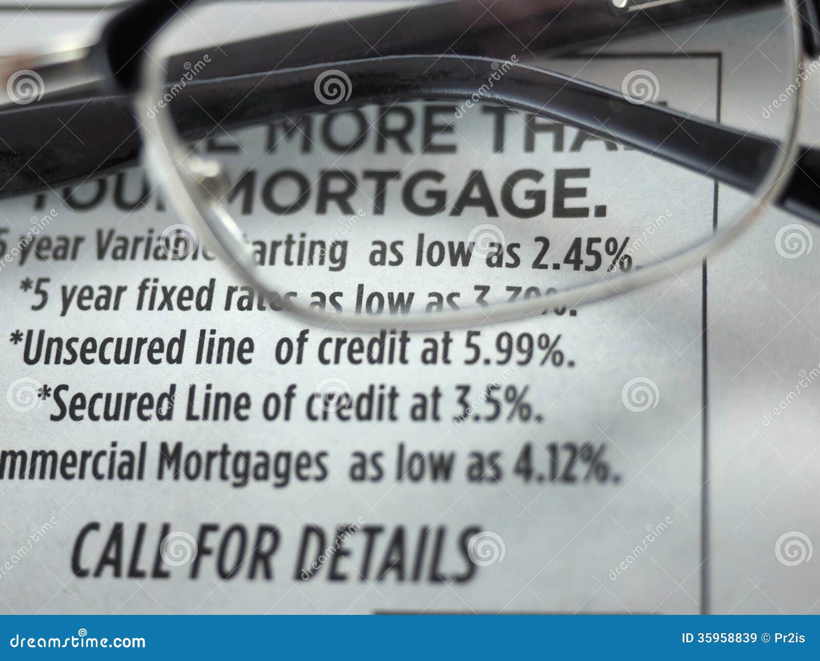 Mortgage Rates Ad in a Newspaper Stock Image - Image of paper, glasses ...