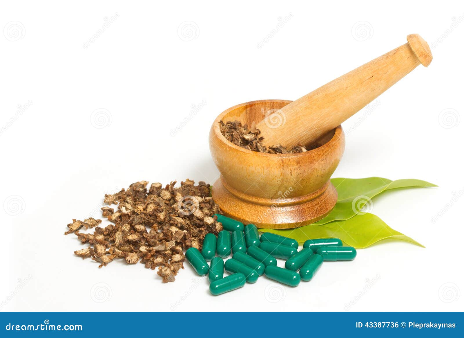 Mortier Et Pilon Avec Des Capsules D'herbe Photo stock - Image du ...