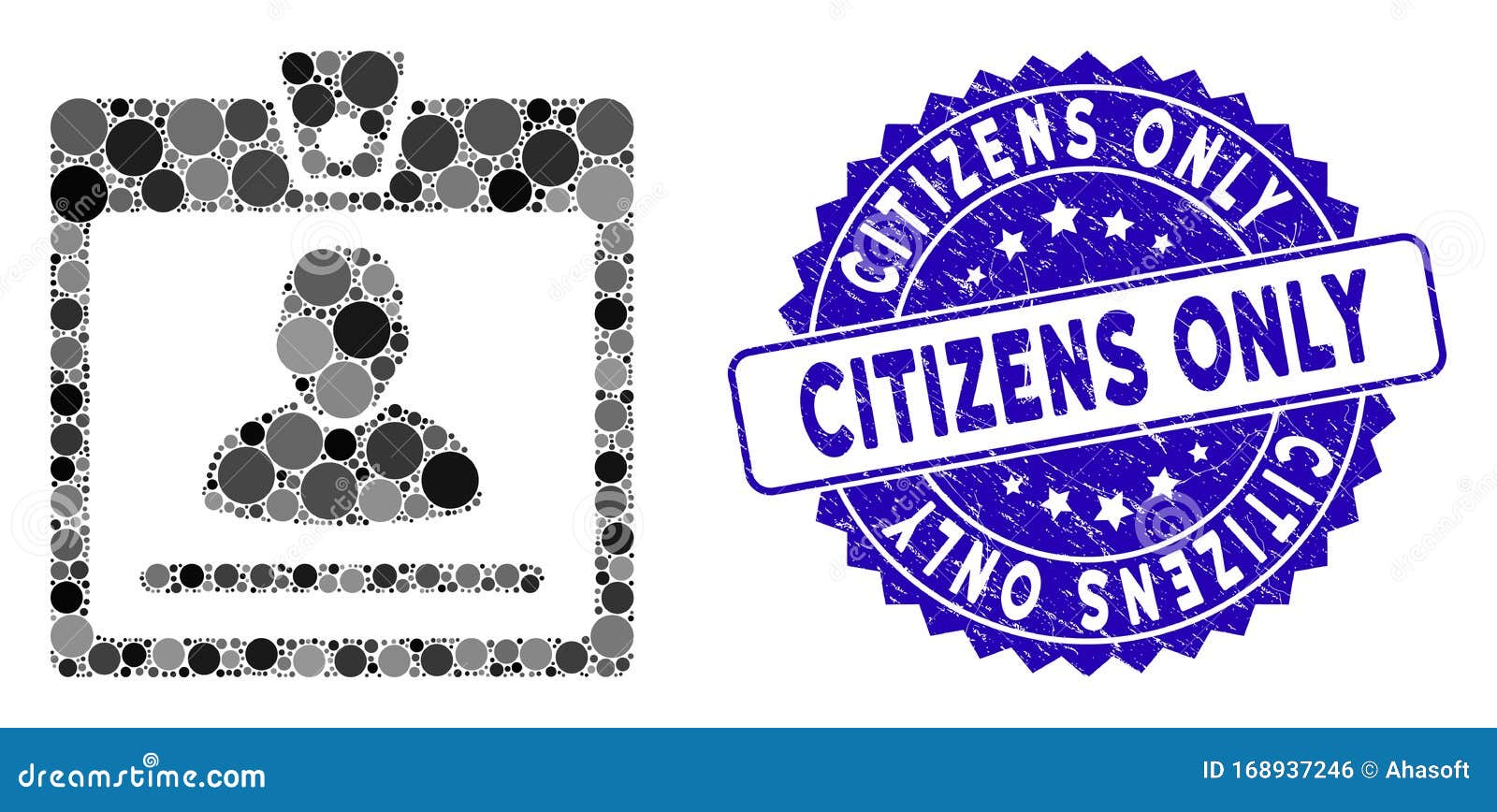 Collage Access Badge Icon with Grunge Citizens only Stamp Stock Vector ...