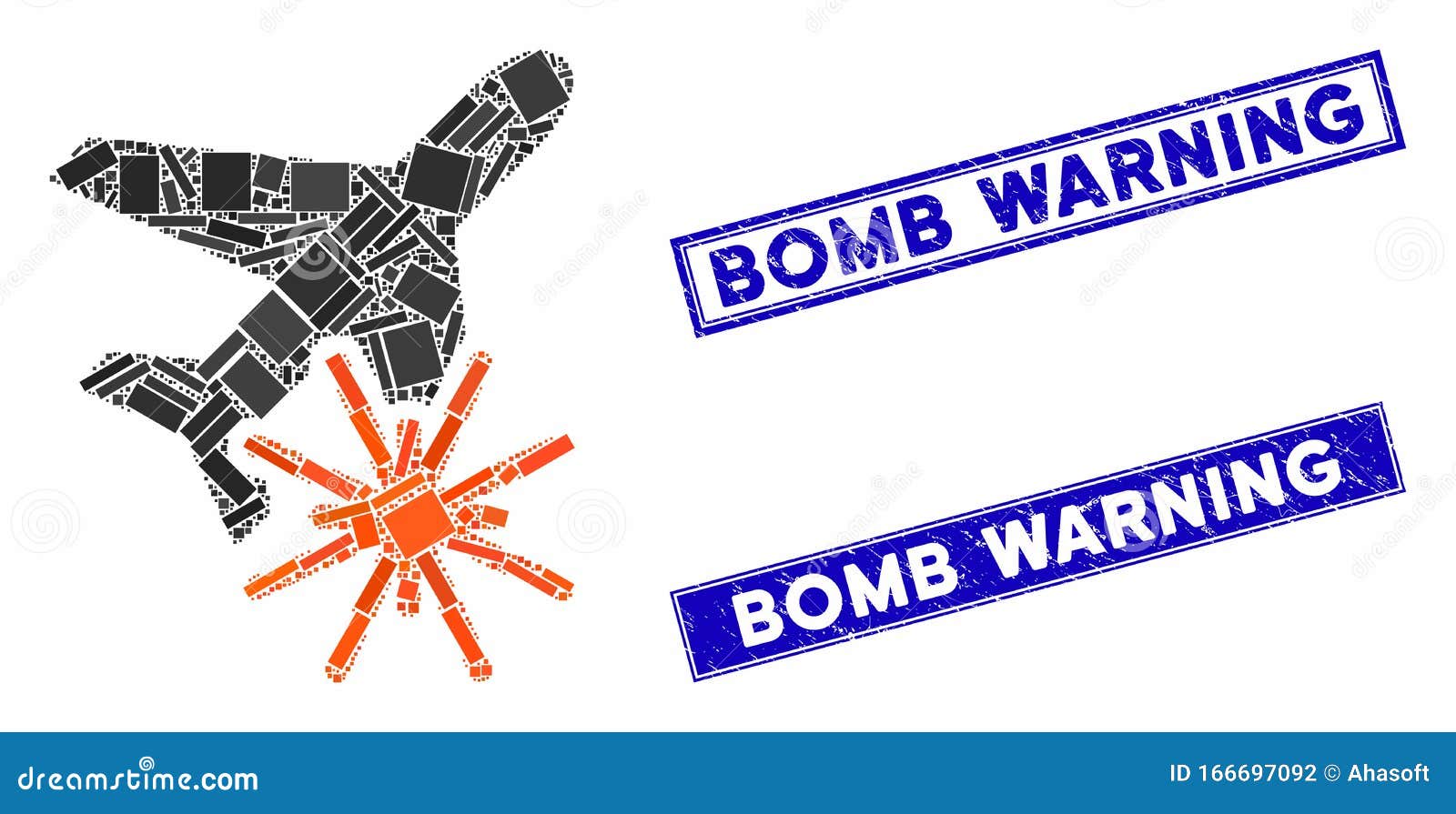 Aiplane Explosion Mosaic and Distress Rectangle Watermarks Stock Vector ...