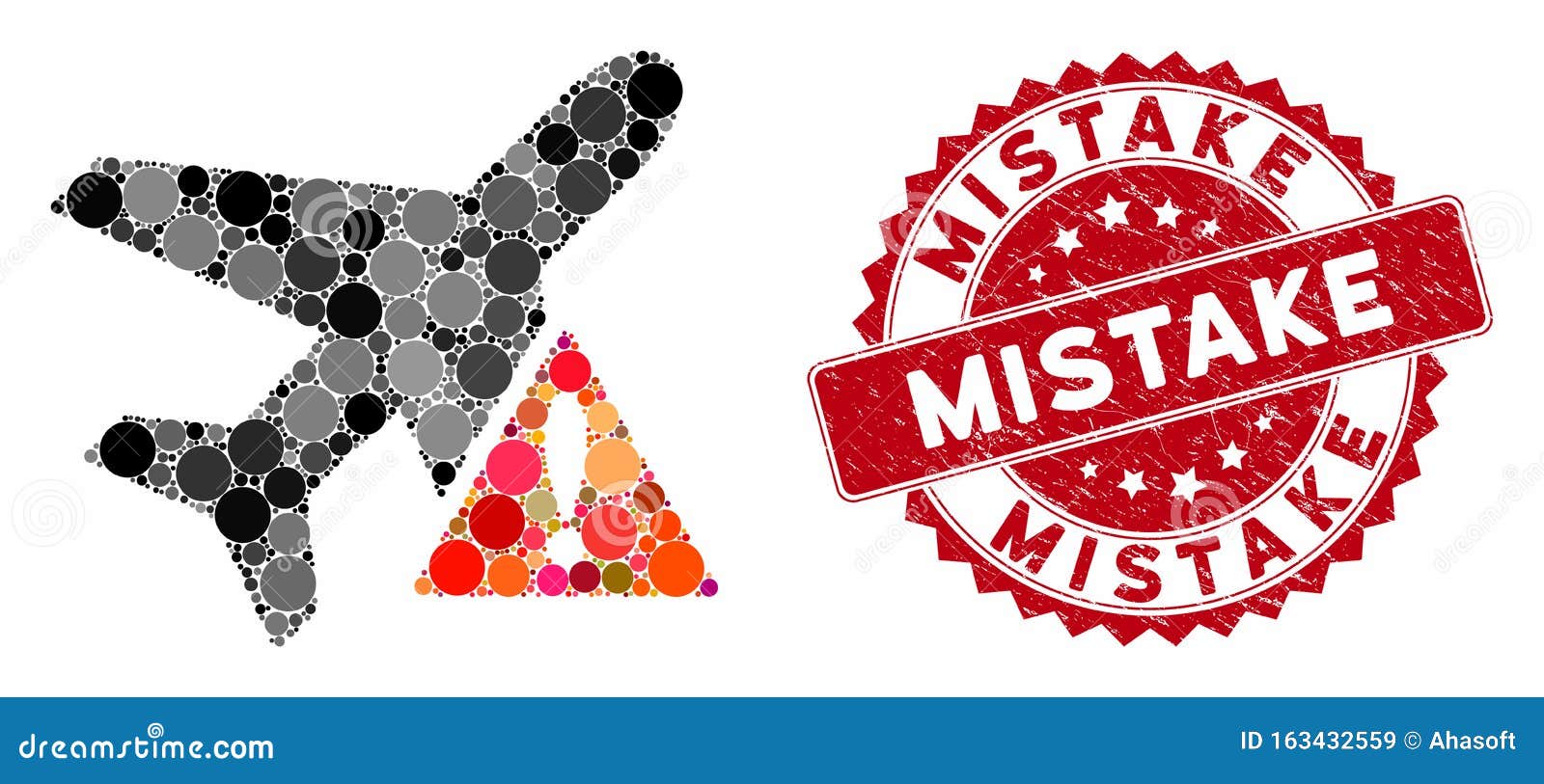 Mosaic Airplane Error with Scratched Mistake Seal Stock Illustration ...