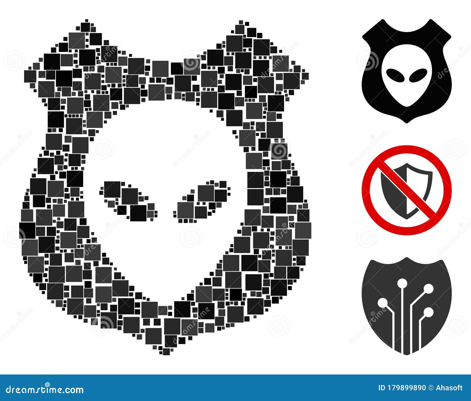 Square Alien Shield Icon Vector Collage Stock Illustration ...