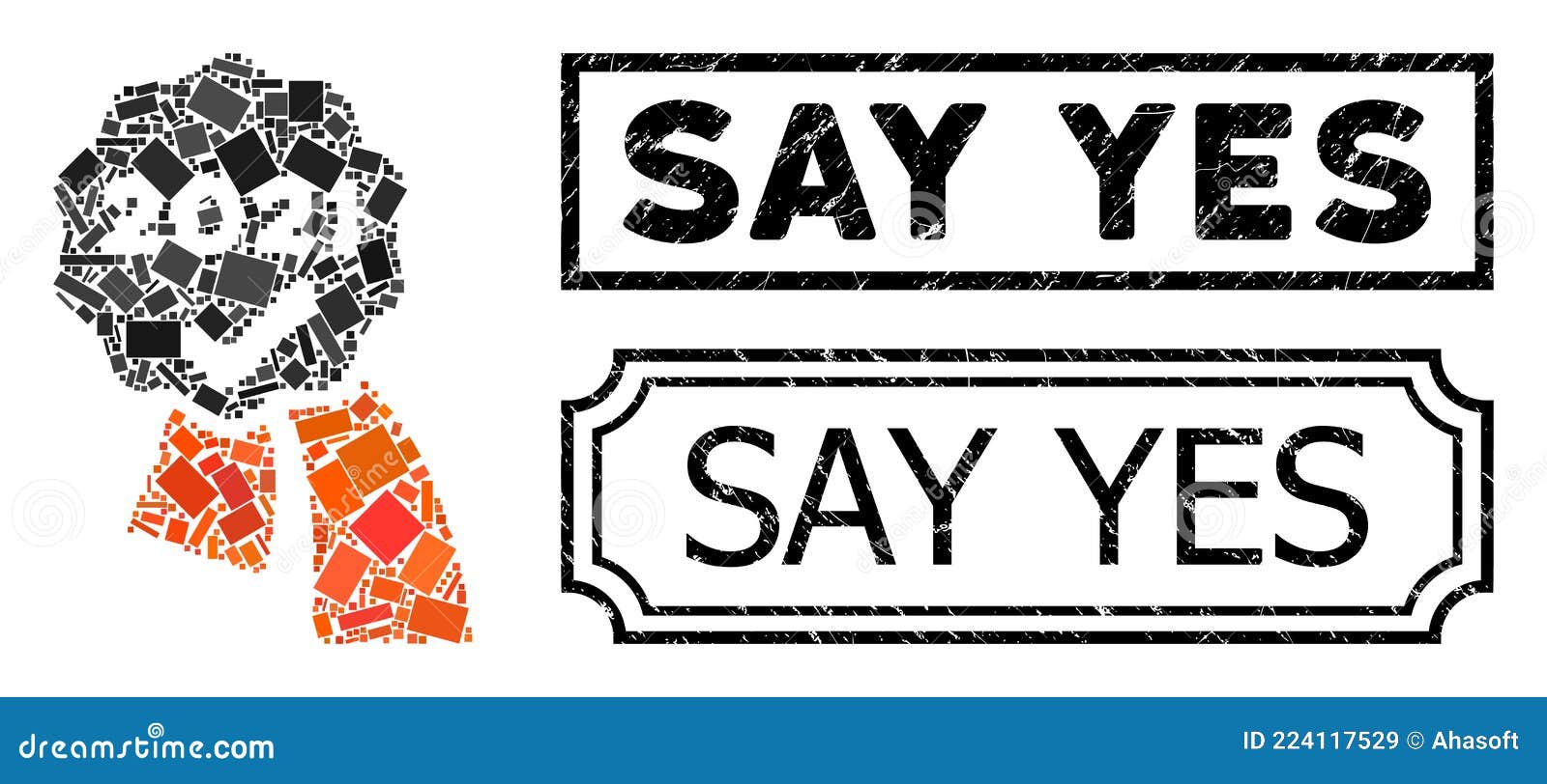 Say Yes Textured Stamp with Notches and 2021 Approve Award Collage of ...