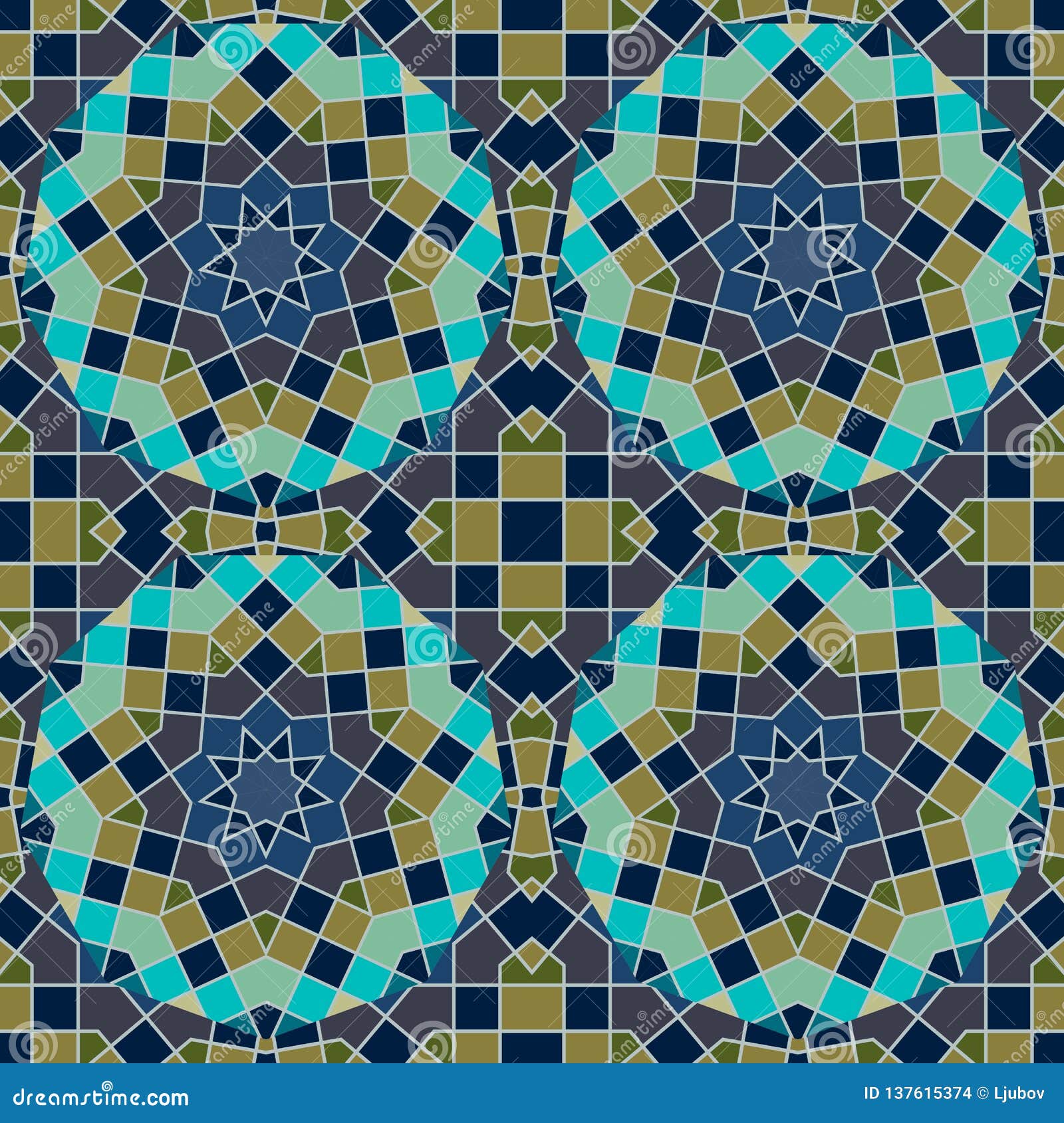 Mosaic Arabic Seamless Pattern with Elements of Sacred Geometry in ...