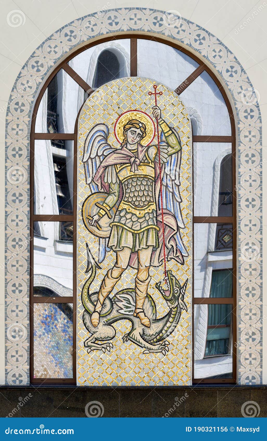 Mosaic of Archangel Michael Defeats the Devil. General View Stock Photo ...