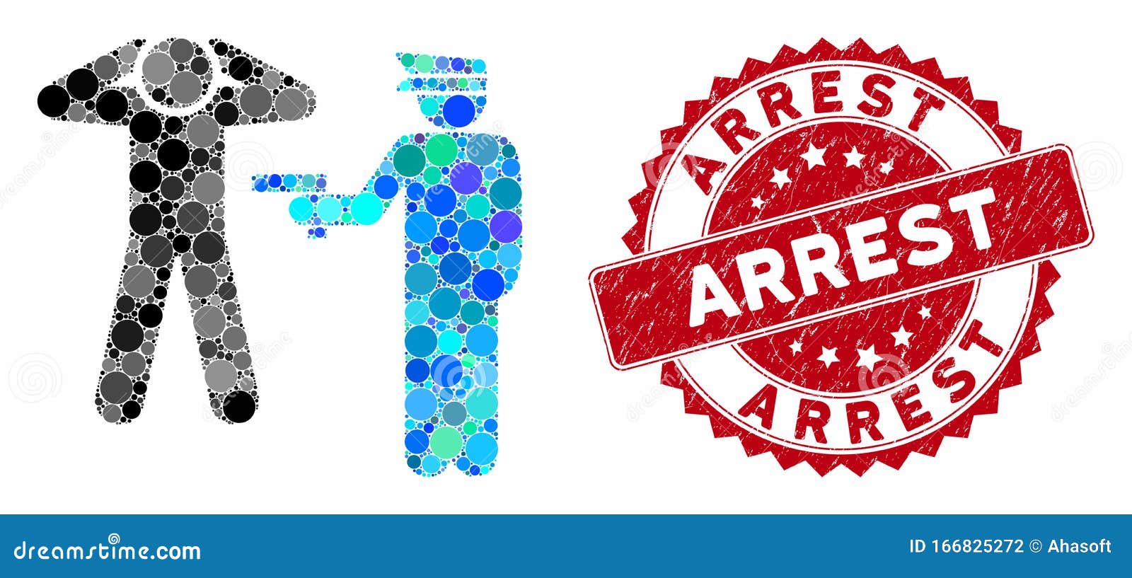 Collage Arrest with Textured Arrest Seal Stock Vector - Illustration of ...