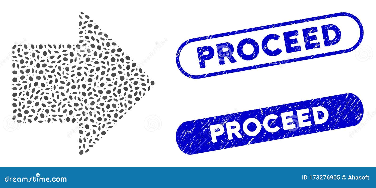 Collage Proceed Icon With Grunge Proceed Stamp Cartoon Vector ...