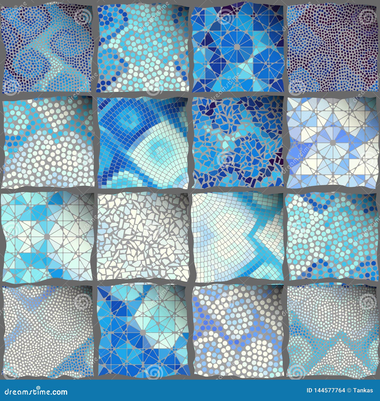 Mosaic Art Pattern of Rectangles of Different Tile Textures. Stock ...
