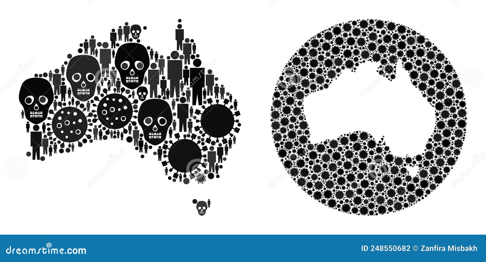 Flu Virus and People Mosaics for Australia Map Stock Vector ...