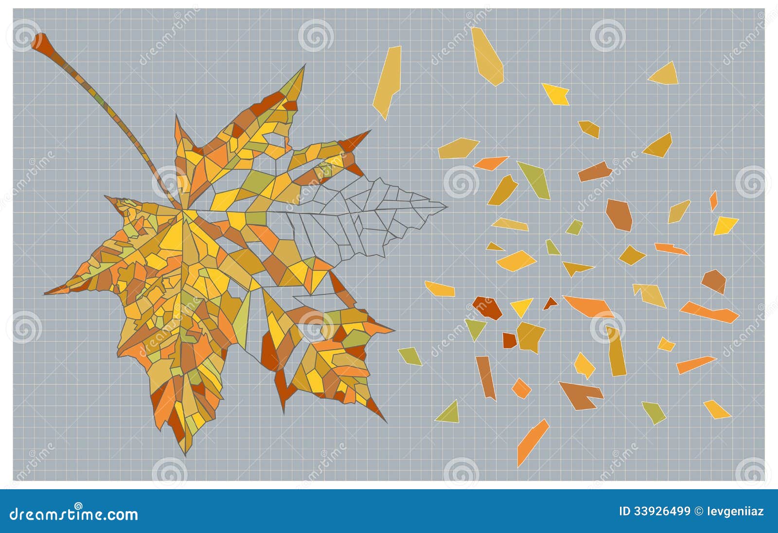 Mosaic autumn leaf stock vector. Illustration of decor - 33926499