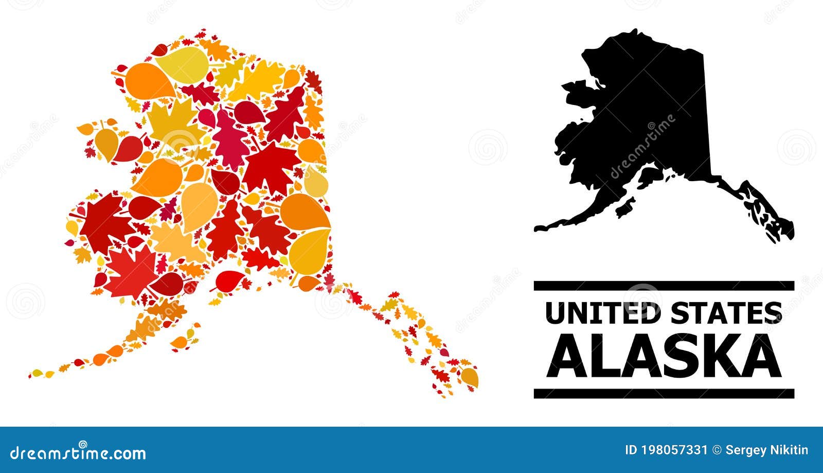 Autumn Leaves - Mosaic Map of Alaska State Stock Vector - Illustration ...