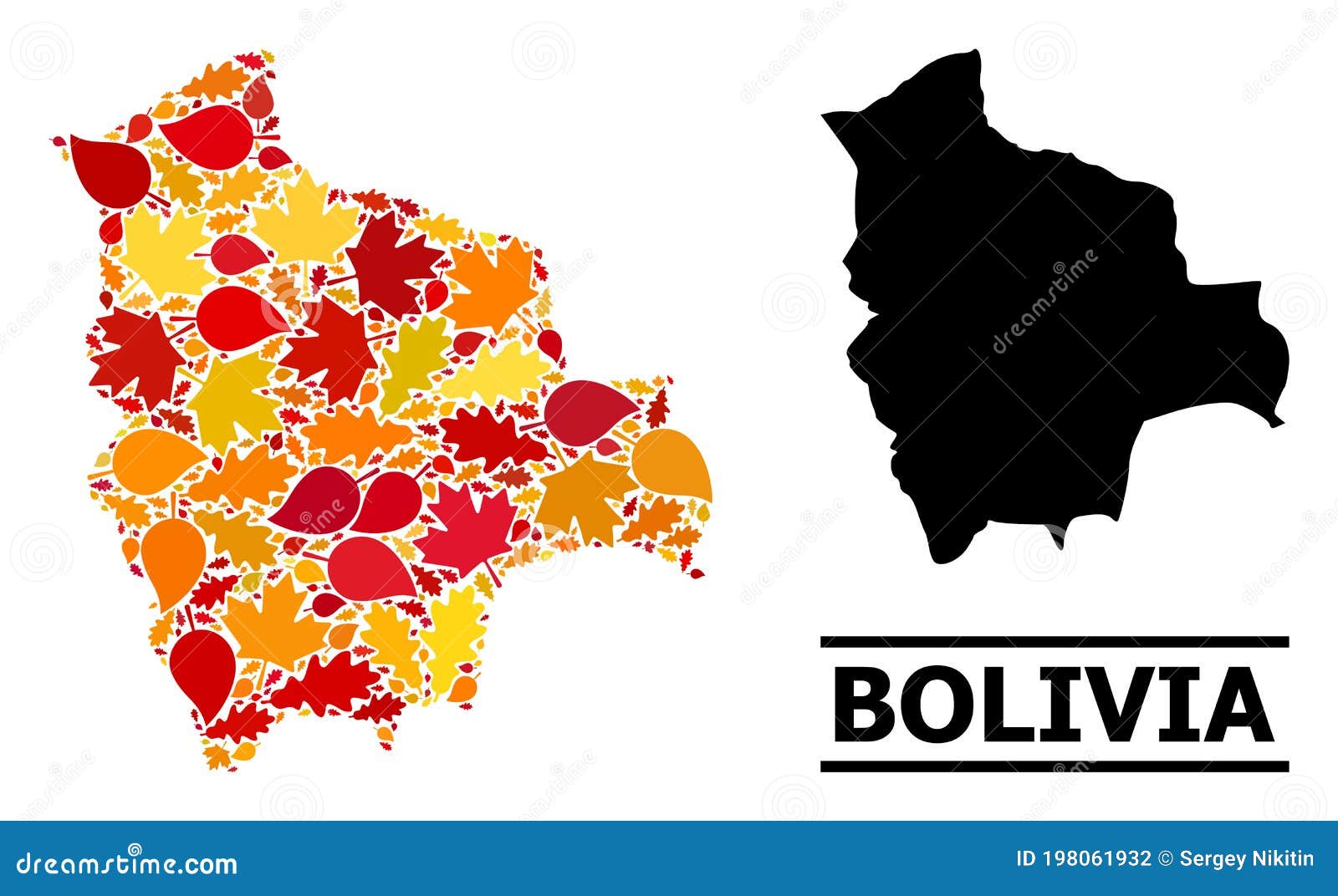Autumn Leaves - Mosaic Map of Bolivia Stock Vector - Illustration of ...
