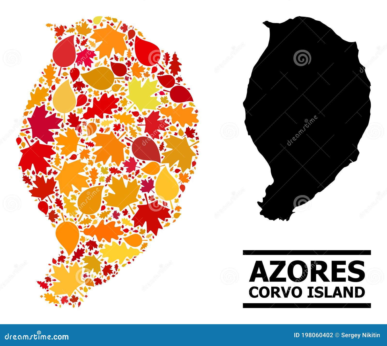 Corvo Island Azores Archipelago, Portugal, Portuguese Republic Map ...