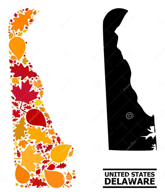 Autumn Leaves - Mosaic Map of Delaware State Stock Vector ...