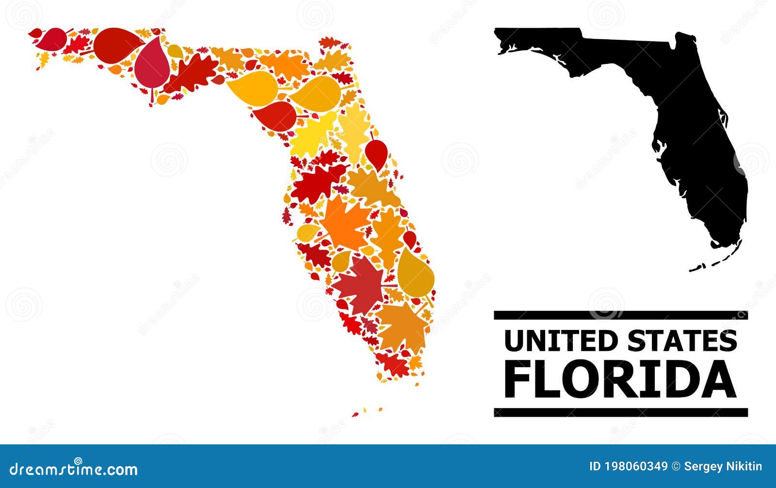 Autumn Leaves - Mosaic Map of Florida State Stock Vector - Illustration of color, forest: 198060349