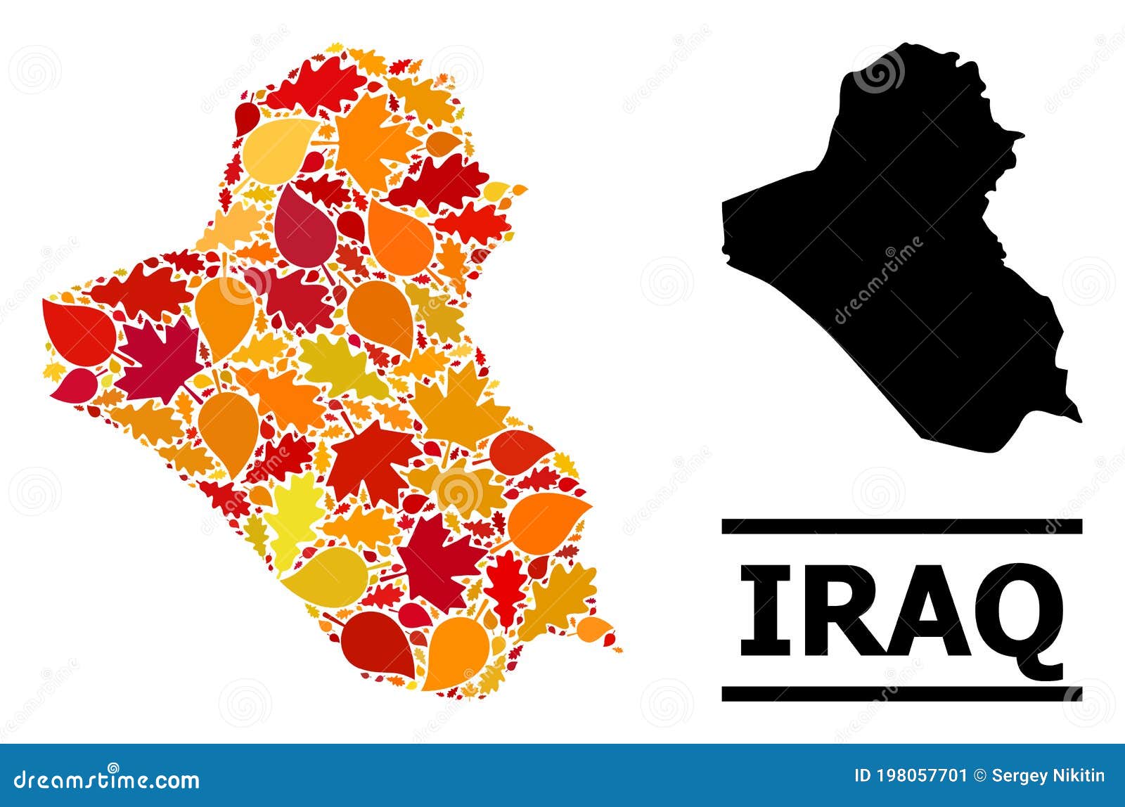 Autumn Leaves - Mosaic Map of Iraq Stock Vector - Illustration of ...