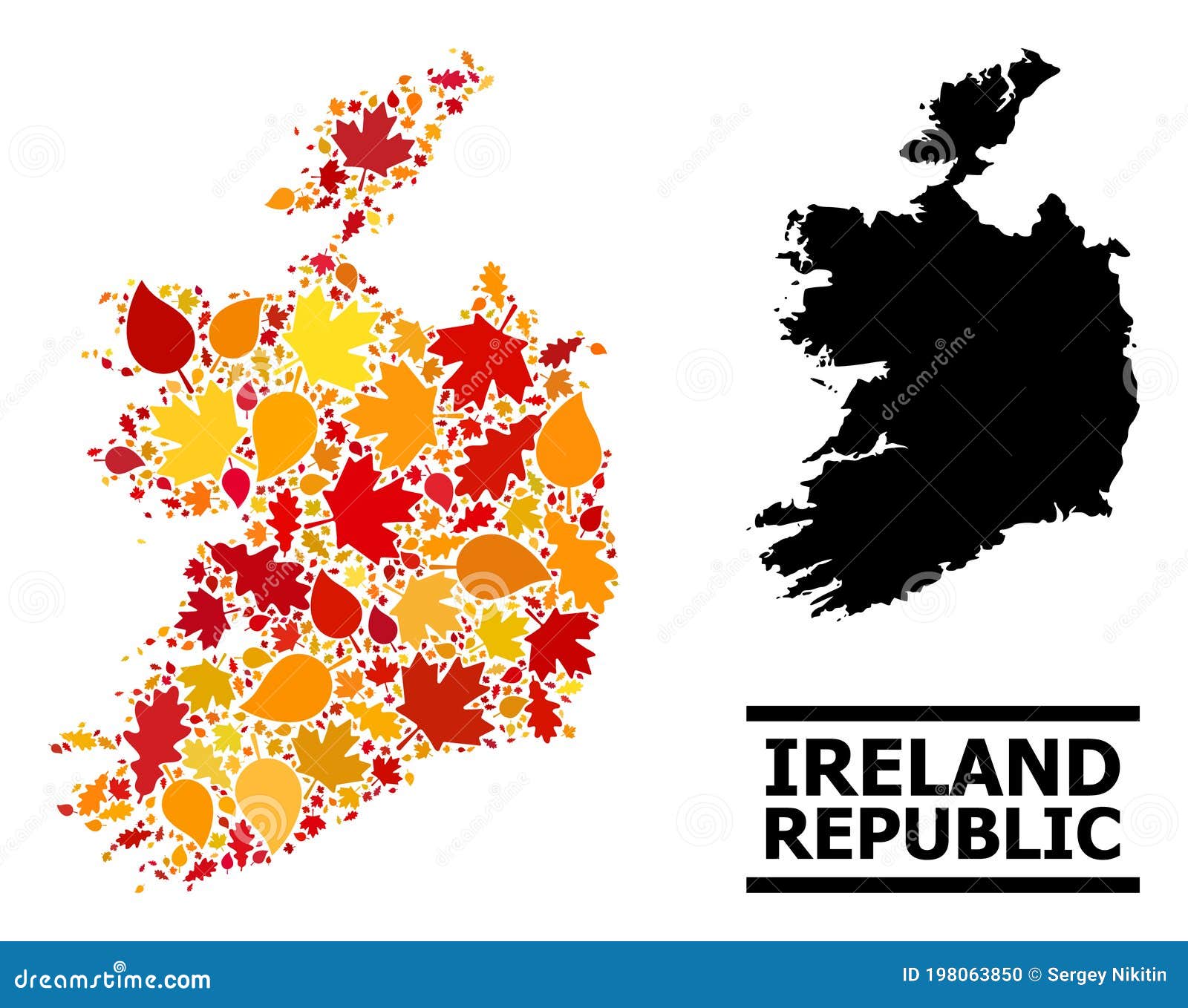 Autumn Leaves - Mosaic Map of Ireland Republic Stock Vector ...