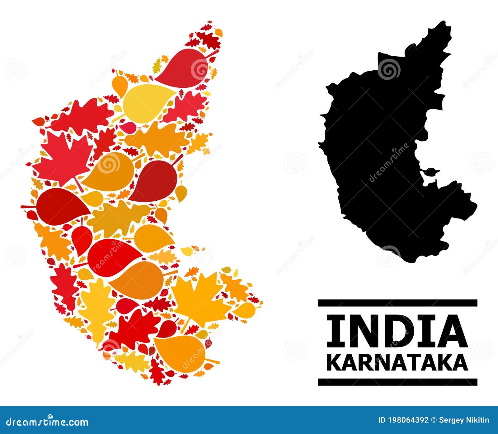 Karnataka State Map With Karnataka Official Flag . Cartoon Vector ...