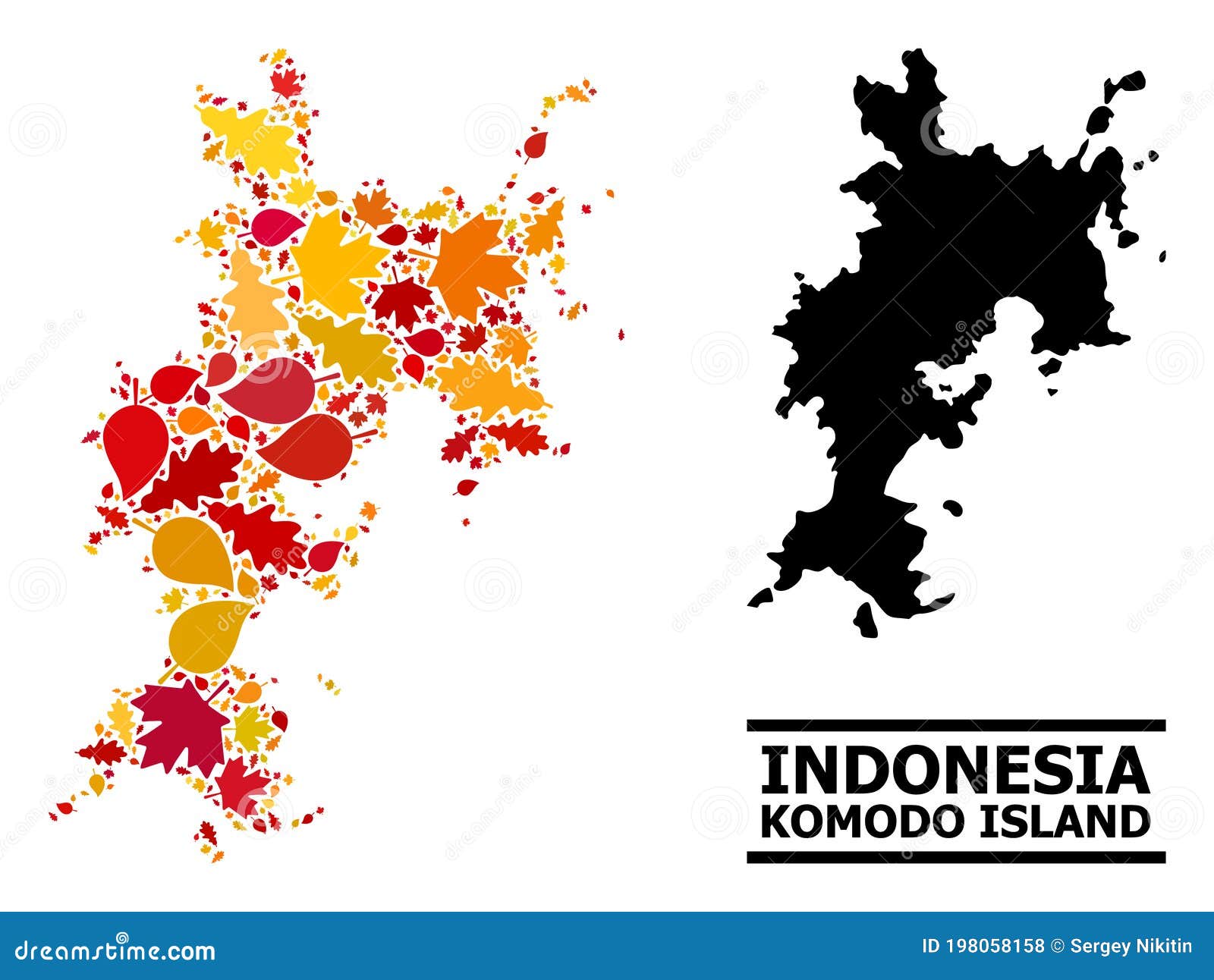 Komodo Island Map Vector, Isolated On White Background. Black Map ...