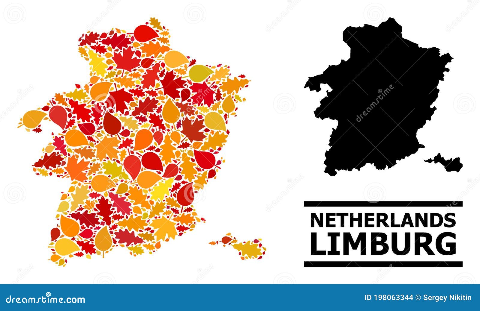 Autumn Leaves - Mosaic Map of Limburg Province Stock Vector ...