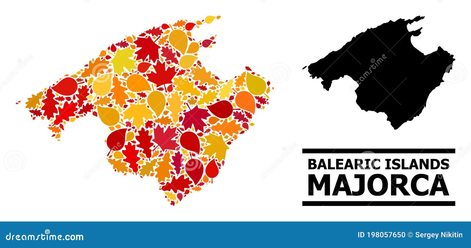Autumn Leaves - Mosaic Map of Majorca Stock Vector - Illustration of ...