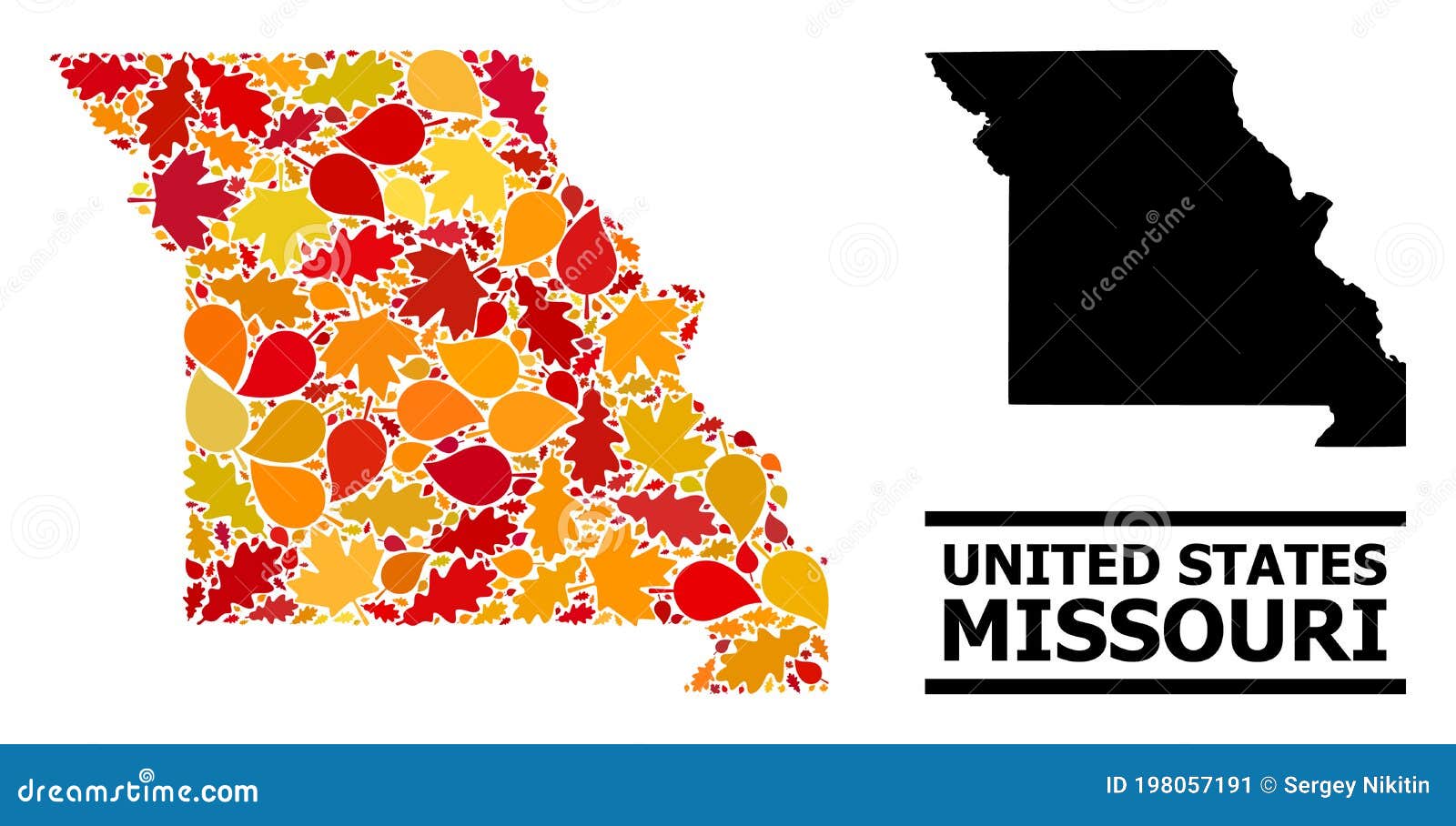 Autumn Leaves - Mosaic Map of Missouri State Stock Vector ...