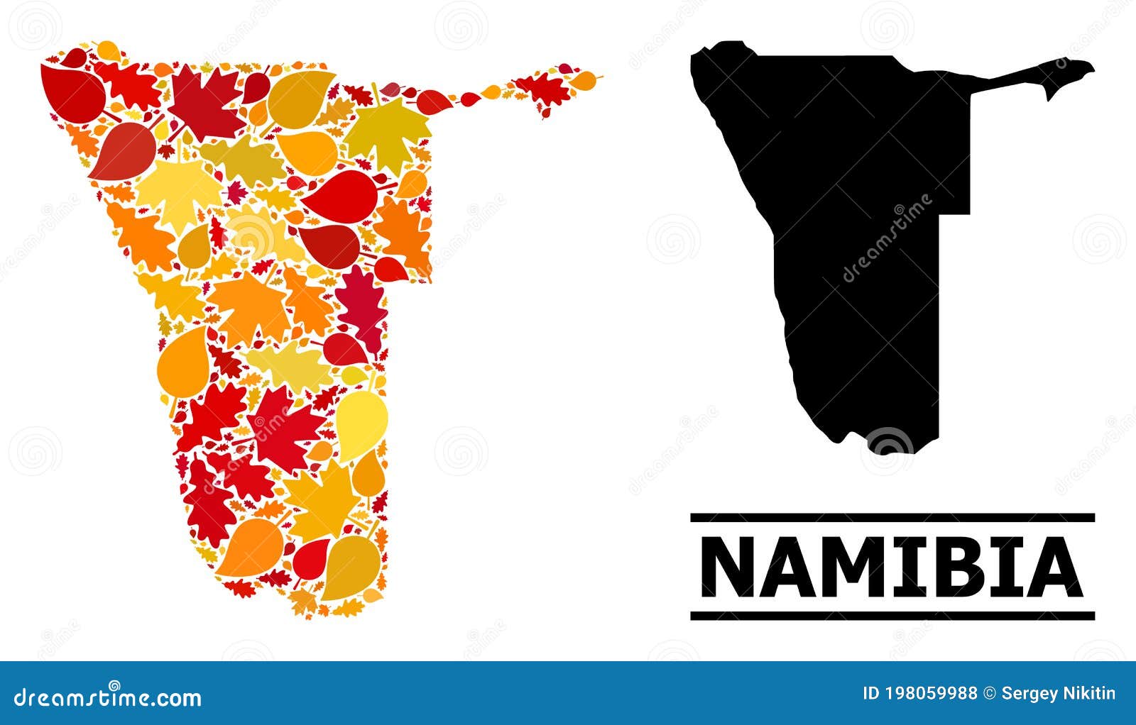 Autumn Leaves - Mosaic Map of Namibia Stock Vector - Illustration of ...
