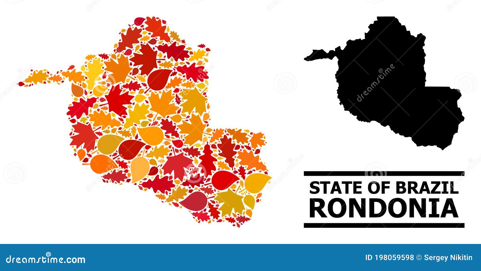 Autumn Leaves - Mosaic Map of Rondonia State Stock Vector ...