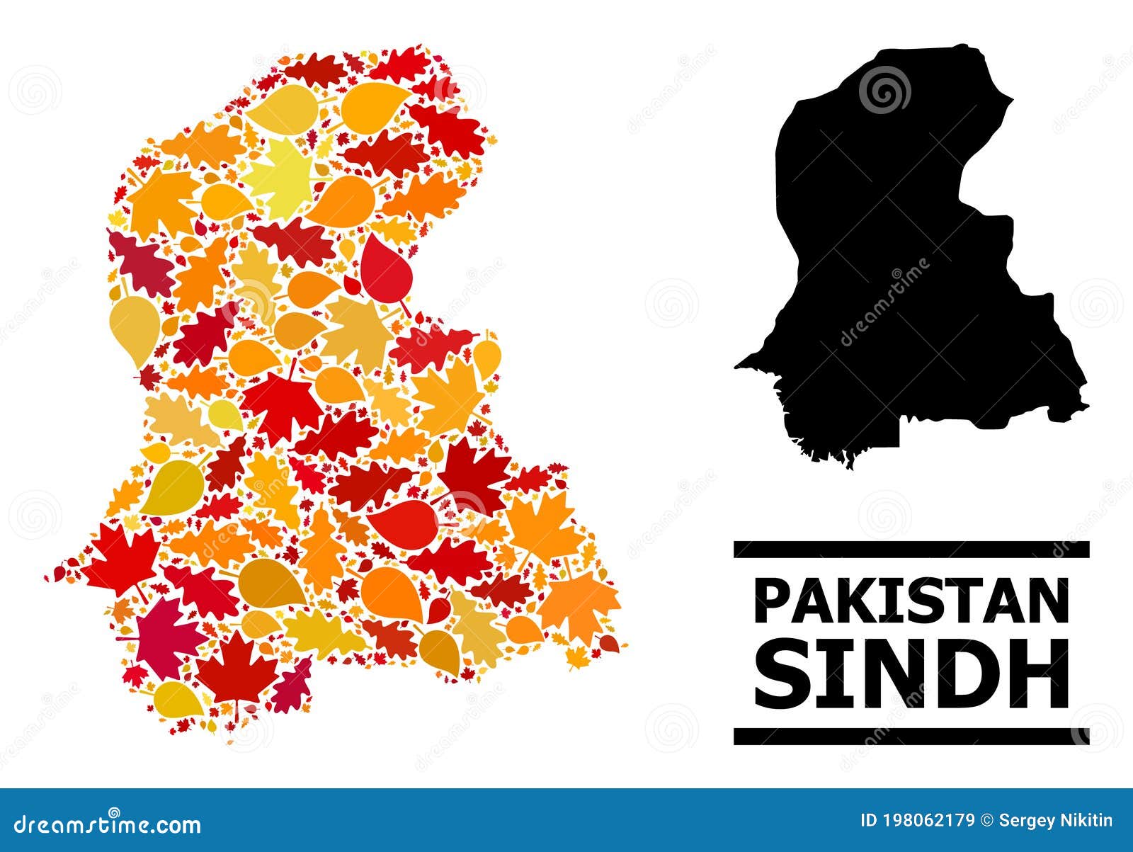 Autumn Leaves - Mosaic Map of Sindh Province Stock Vector ...