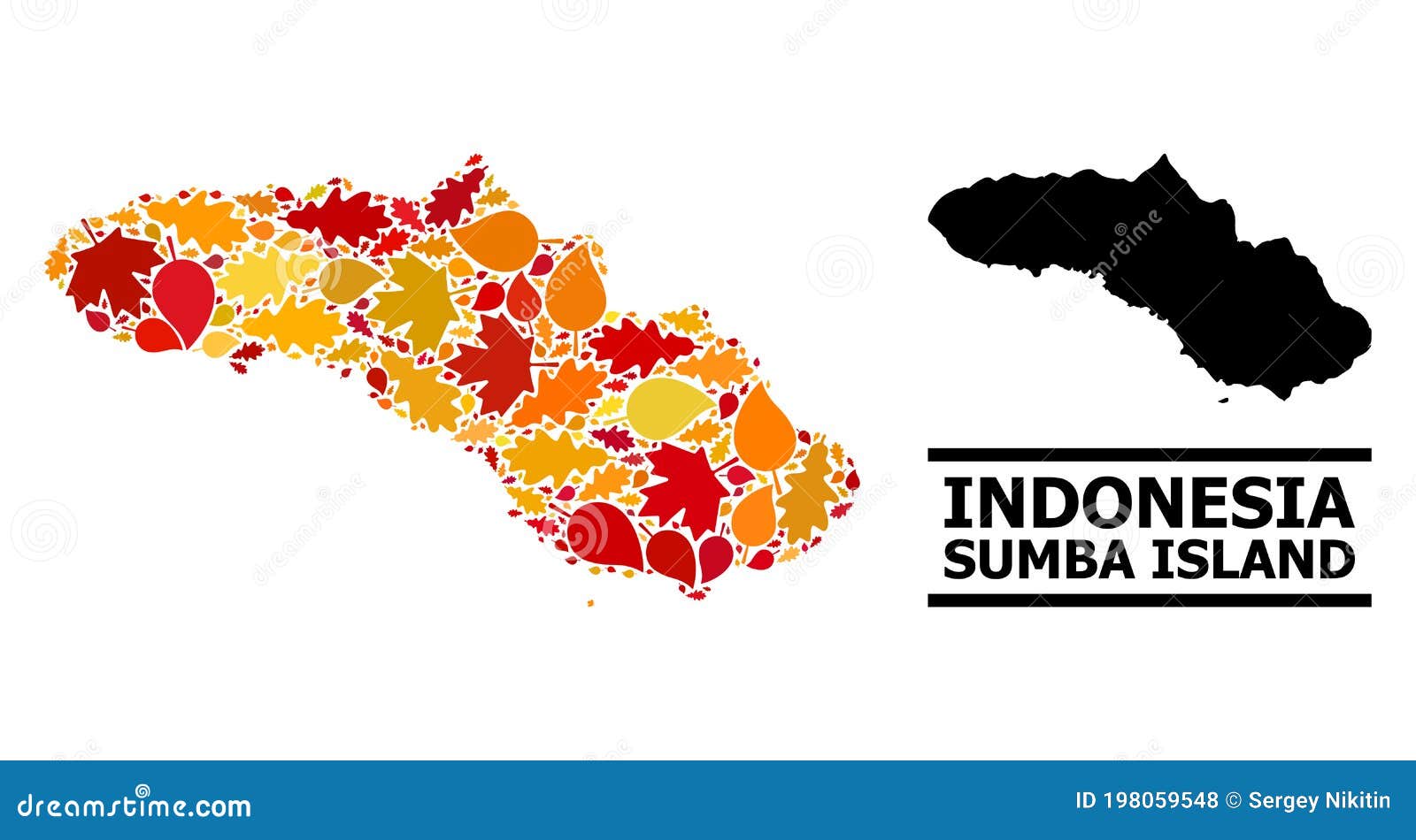 Autumn Leaves - Mosaic Map of Sumba Island Stock Vector - Illustration ...