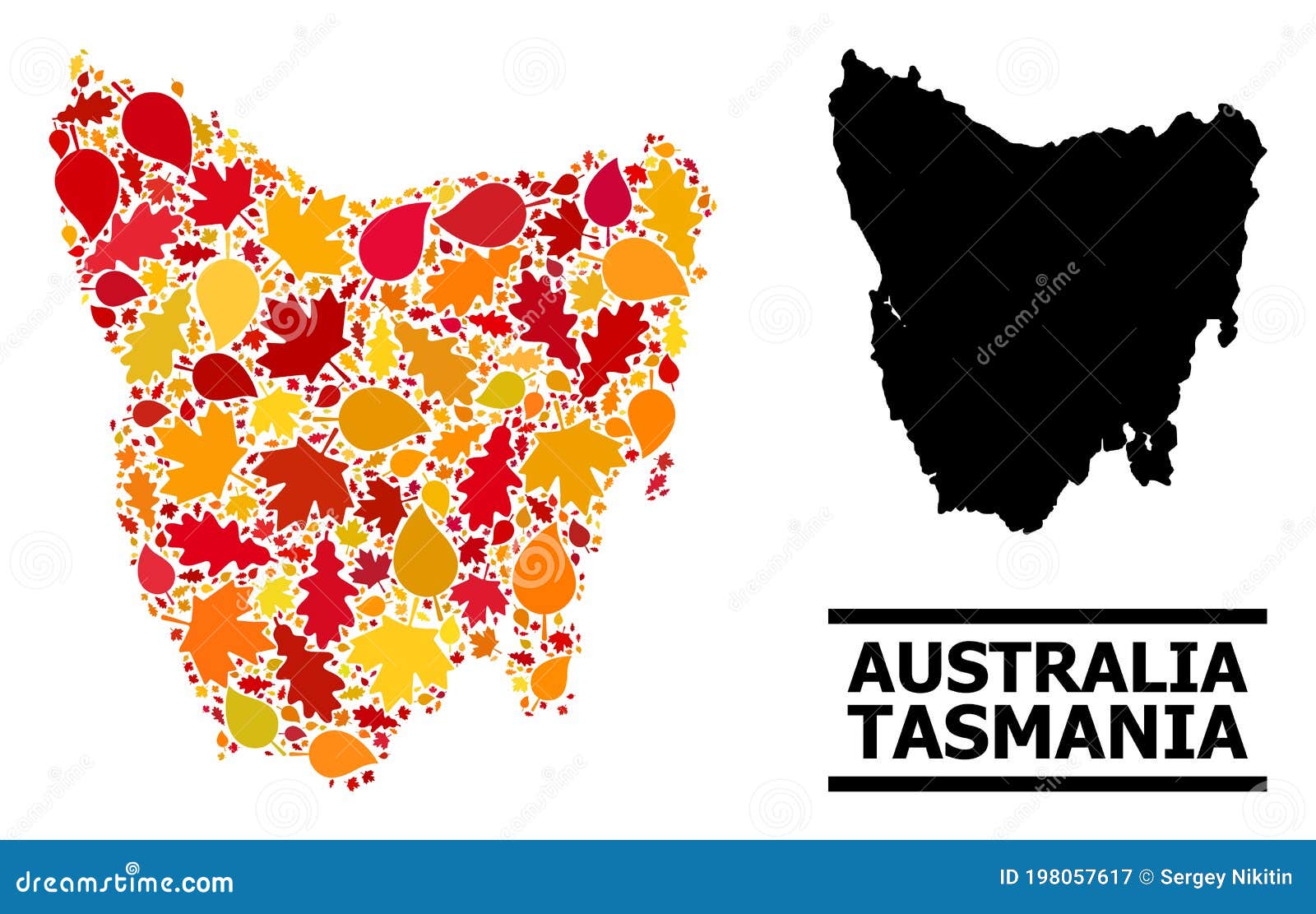 Autumn Leaves - Mosaic Map of Tasmania Island Stock Vector ...